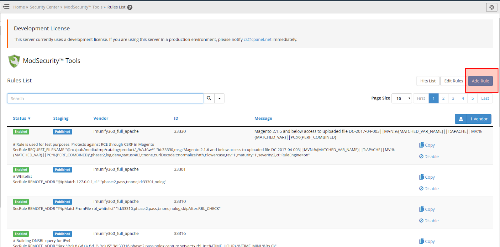 Custom Modsecurity Rules On Different Panels And Imunify360 Stand Alone Cloudlinux
